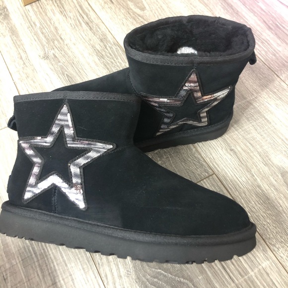 UGG | Shoes | Ugg Classic Mini Star Black Boots 8 | Poshmark